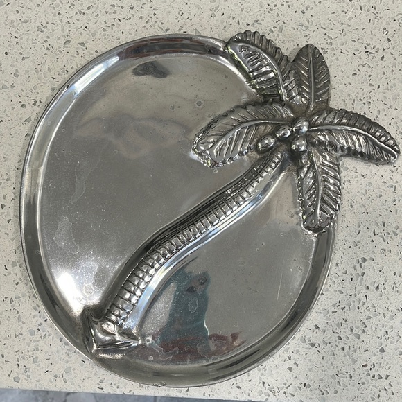 Accents | Rustic Decorative Pewter Palm Tree Plate | Poshmark
